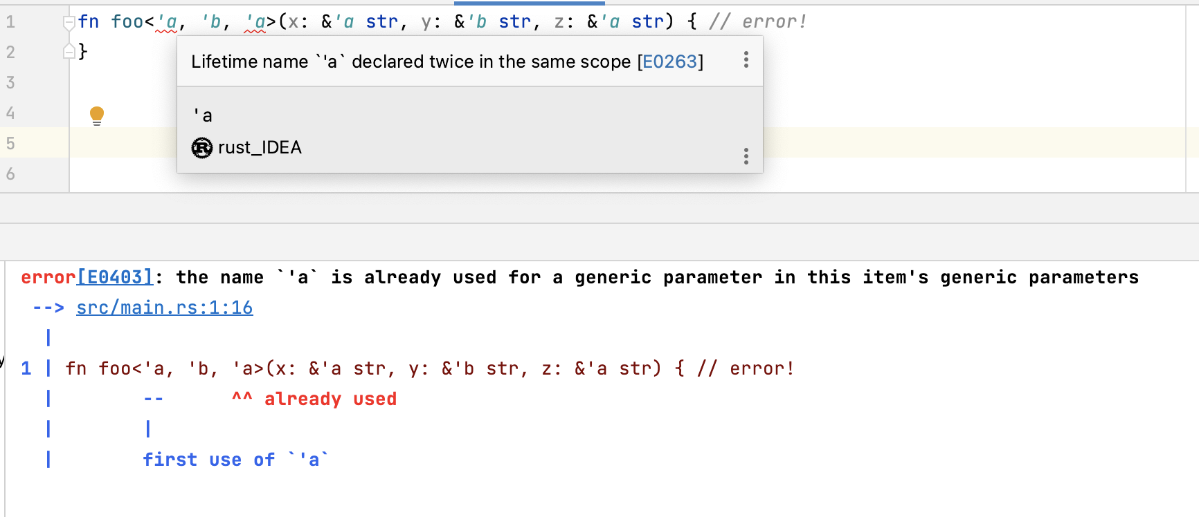 "Unsupport" E0263 (A lifetime was declared more than once) · Issue #9838 · intellij-rust ...