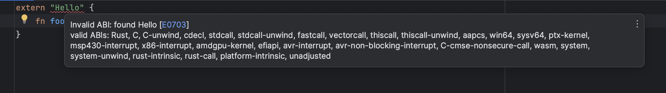 False positive E0703 `Invalid ABI` (Update list of ABIs) · Issue #10416 · intellij-rust/intellij ...