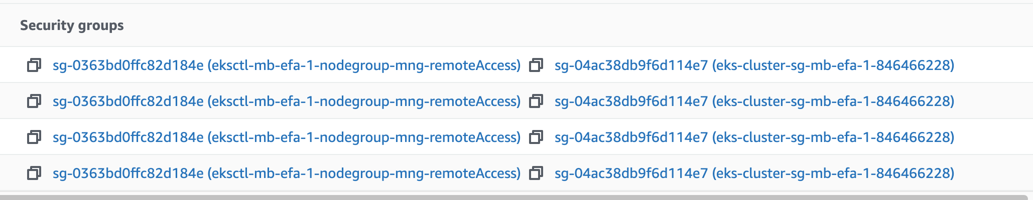 Efa Security Group Not Attached To The Efa Network Cards · Issue 3465 · Eksctl Ioeksctl · Github 