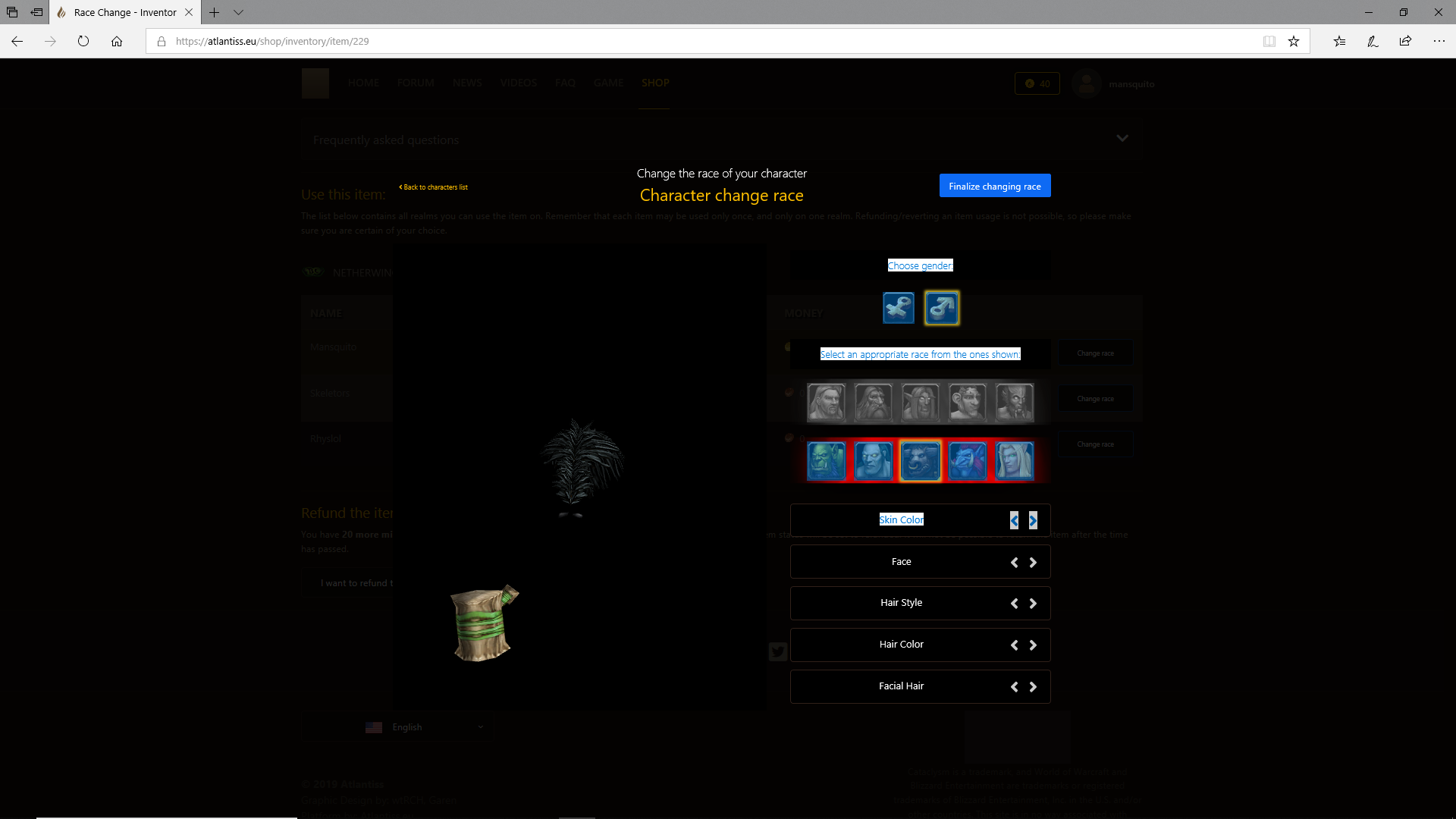 [Website]Race change character model selector broken · Issue #5549 · Atlantiss ...