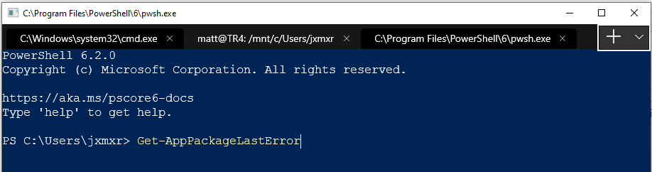 Shift-Tab through powershell window goes back one command then switches ...