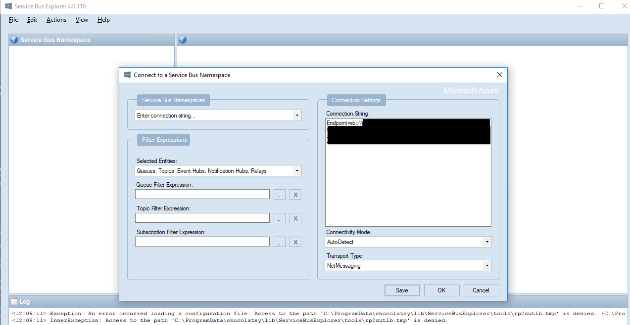 Unable To Save Connection String · Issue 280 · Paolosalvatoriservicebusexplorer · Github