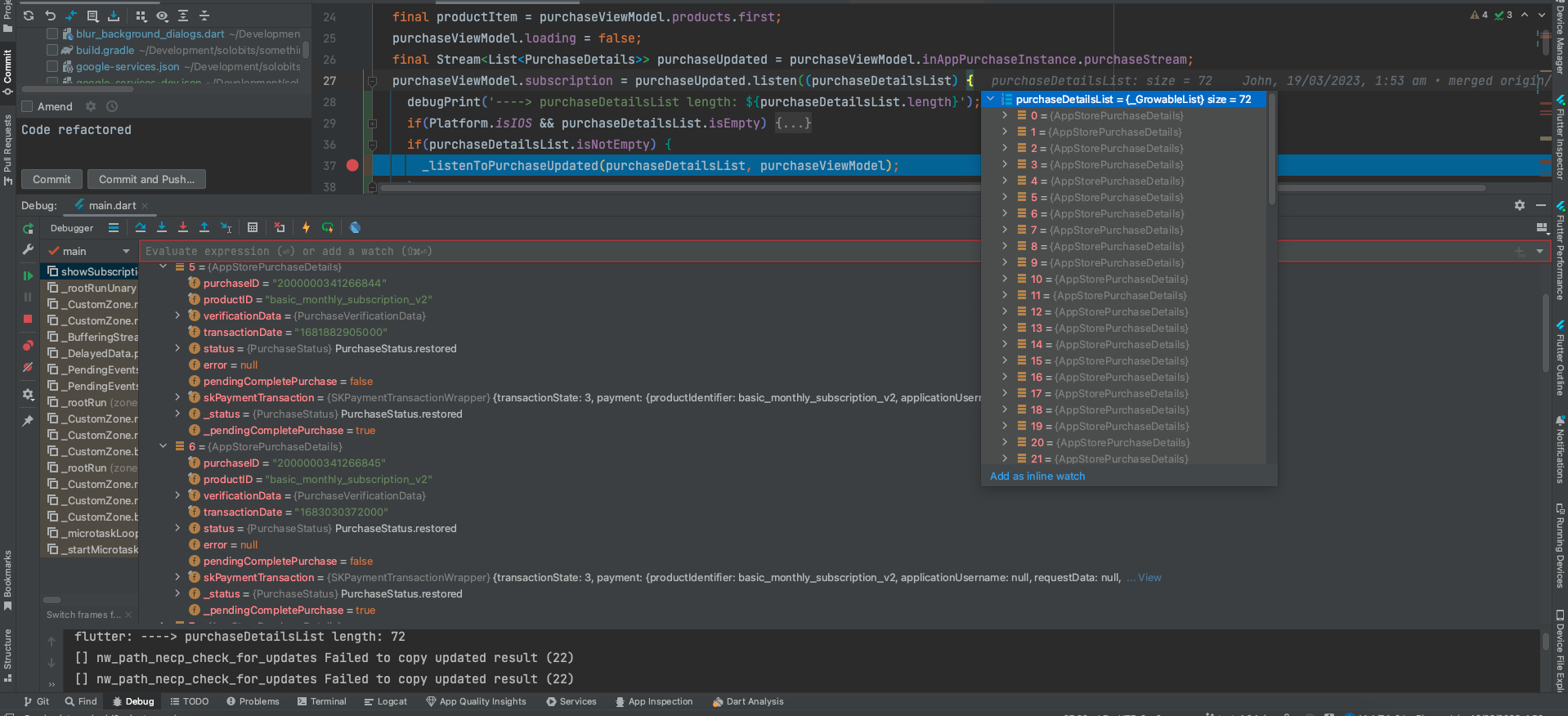 In app purchase subscription stream provides wrong AppStorePurchaseDetails on iOS · Issue ...