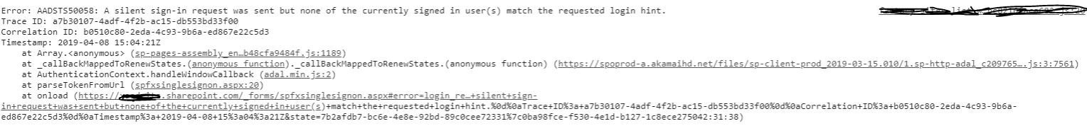 AadHttpClient stopped working in spfx : A silent sign-in request was sent but none of the ...