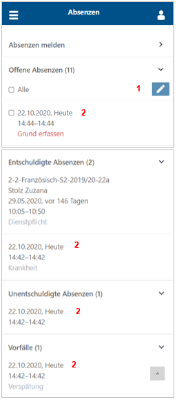 Meine Absenzen: Nur Lektionen verarbeiten, die mit dem Endpunkt ...