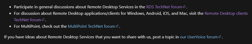 RDS TechCommunity and UserVoice links broken · Issue #5994 · MicrosoftDocs/windowsserverdocs ...