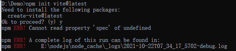 Fail to create an project：Cannot read property 'spec' of undefined · vitejs vite · Discussion ...