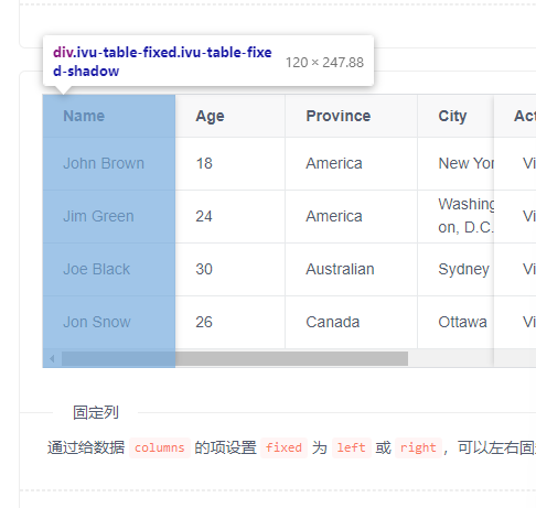 [BUG table组件固定列样式问题]固定列后底部表格滚动条被遮挡无法拖动问题，官网示例也有一样的问题 · Issue #6611 · iview/iview · GitHub