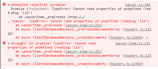 [BUG] New Item creation fails · Issue #503 · Eranziel/foundryvtt-lancer · GitHub