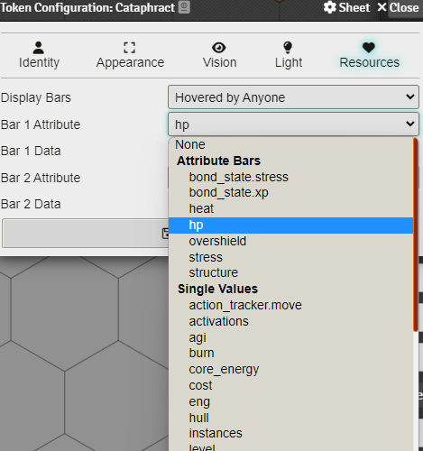 `TokenConfig` can show resource attributes which do not exist on the ...