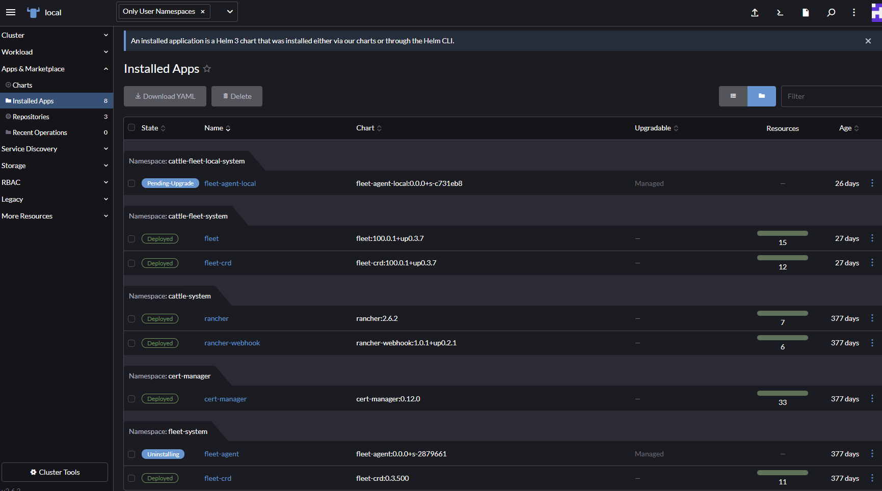 app deployments do not work -- fleet upgrade did not complete with ...