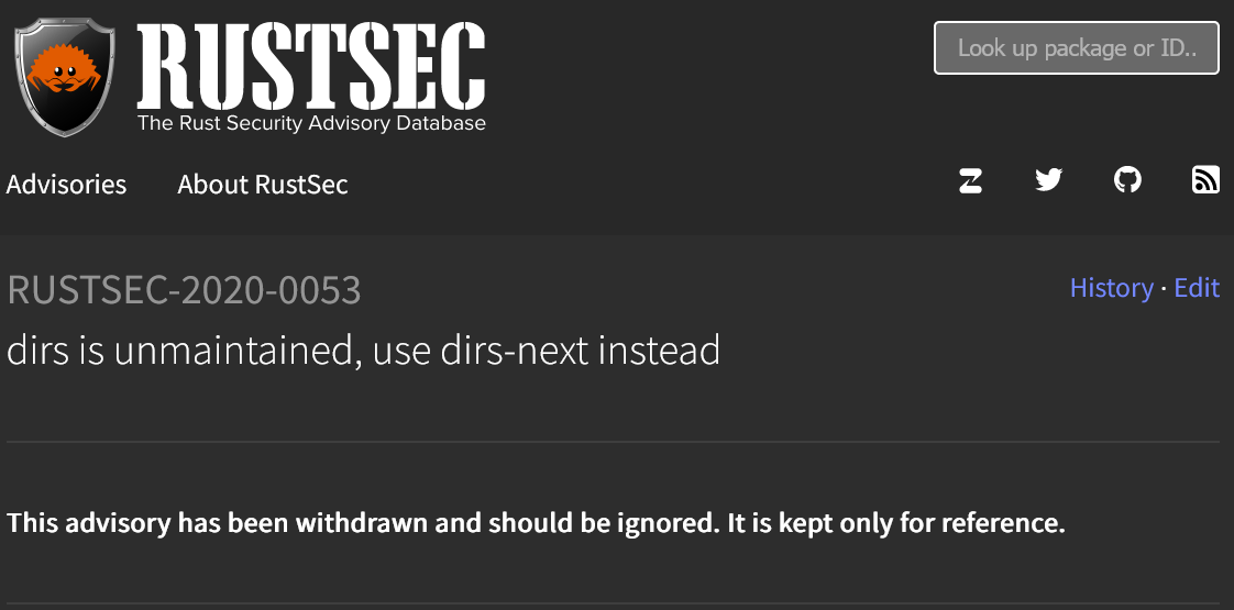 Whitdrawn advisories are taken into account · Issue #457 · EmbarkStudios/cargo-deny · GitHub