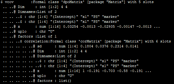 Not printing "Correlation of Fixed Effects" & vcov matrix is different ...