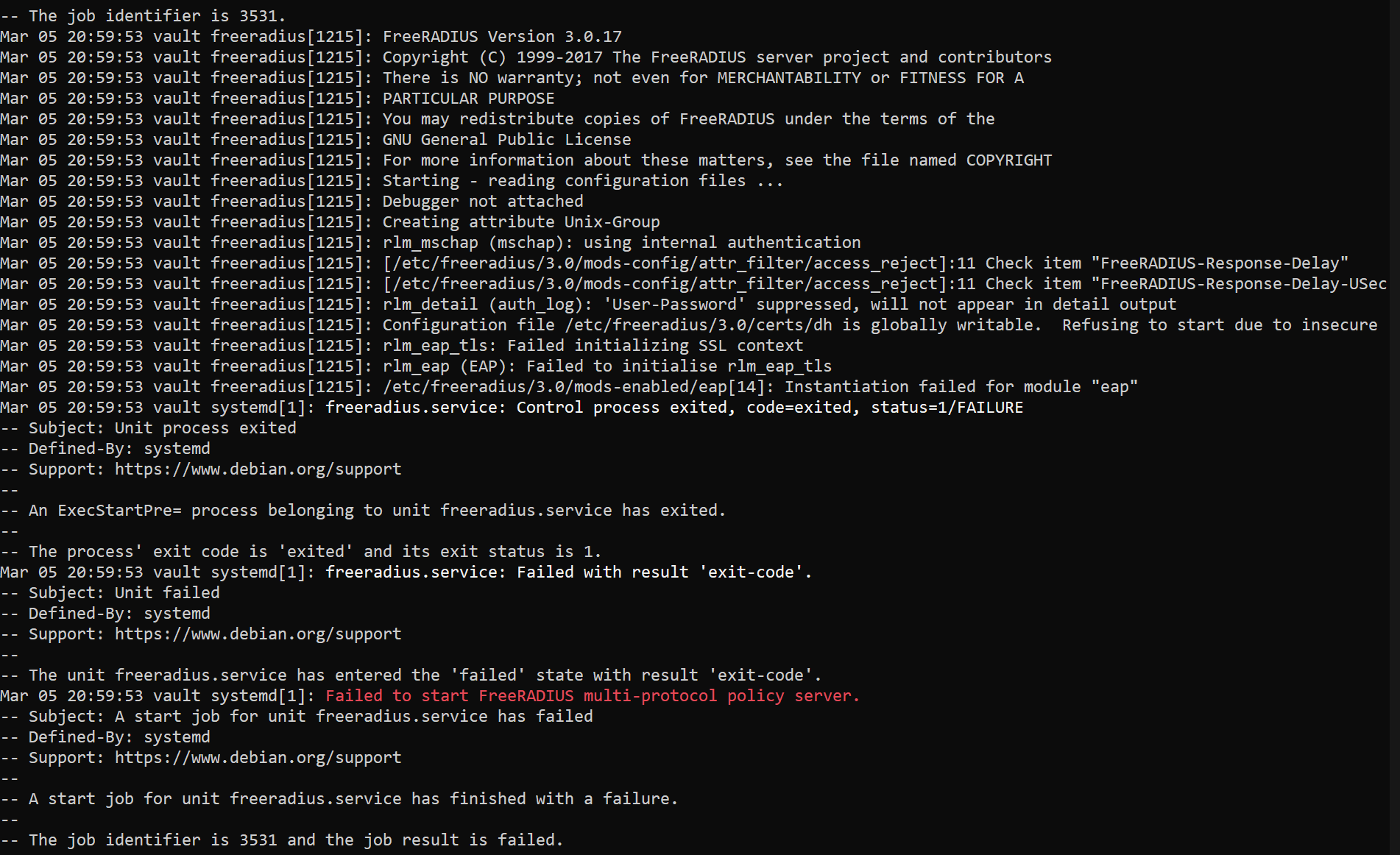 Failed to start FreeRADIUS multi-protocol policy server · Issue #3974 · FreeRADIUS/freeradius ...