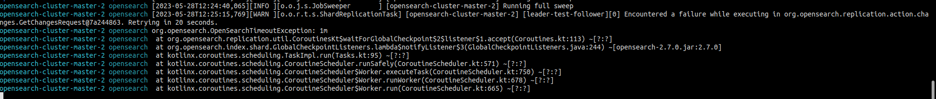 [BUG] Encountered a failure while executing in org.opensearch.replication.action.changes ...