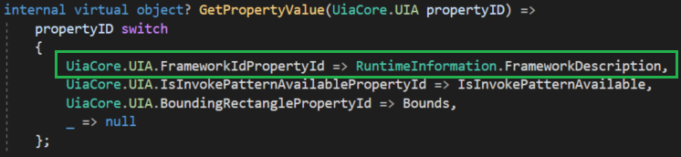 Populate the FrameworkId property for each UIA element with running version of .NET · Issue ...