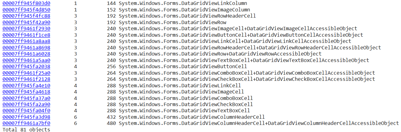 Datagridview And Its Elements Accessible Objects Are Leaking In Memory · Issue 7347 · Dotnet