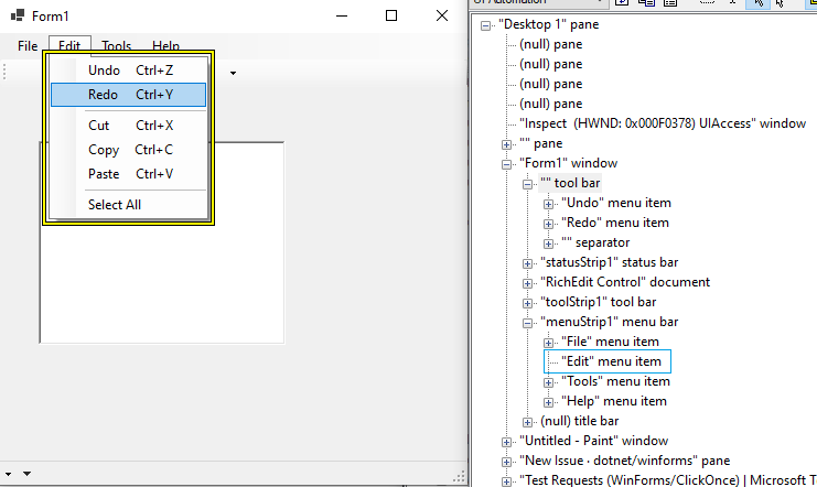 [Accessibility]: Incorrect control type of dropdown menu items · Issue #1582 · dotnet/winforms ...