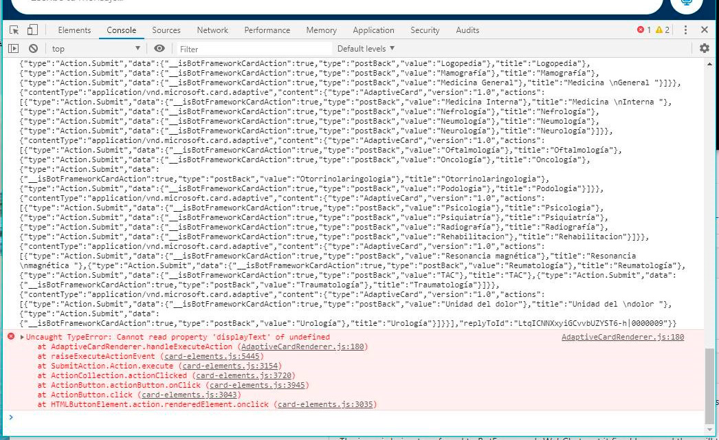 Adaptive Card (Carousel) submit action error · Issue #1870 · microsoft/BotFramework-WebChat · GitHub