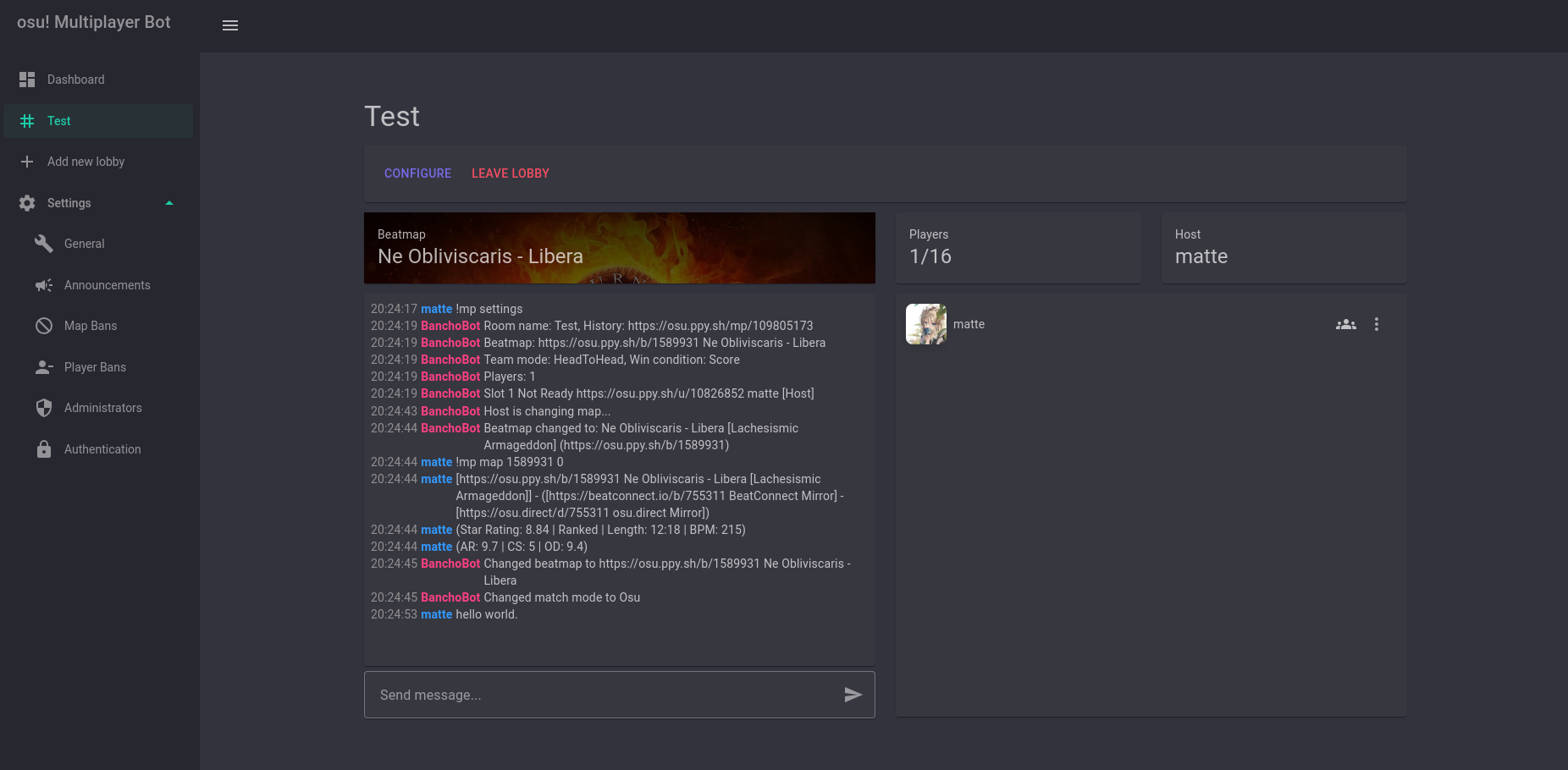 GitHub - matte-ek/BanchoMultiplayerBot: Auto host rotation multiplayer bot for osu! written in C#
