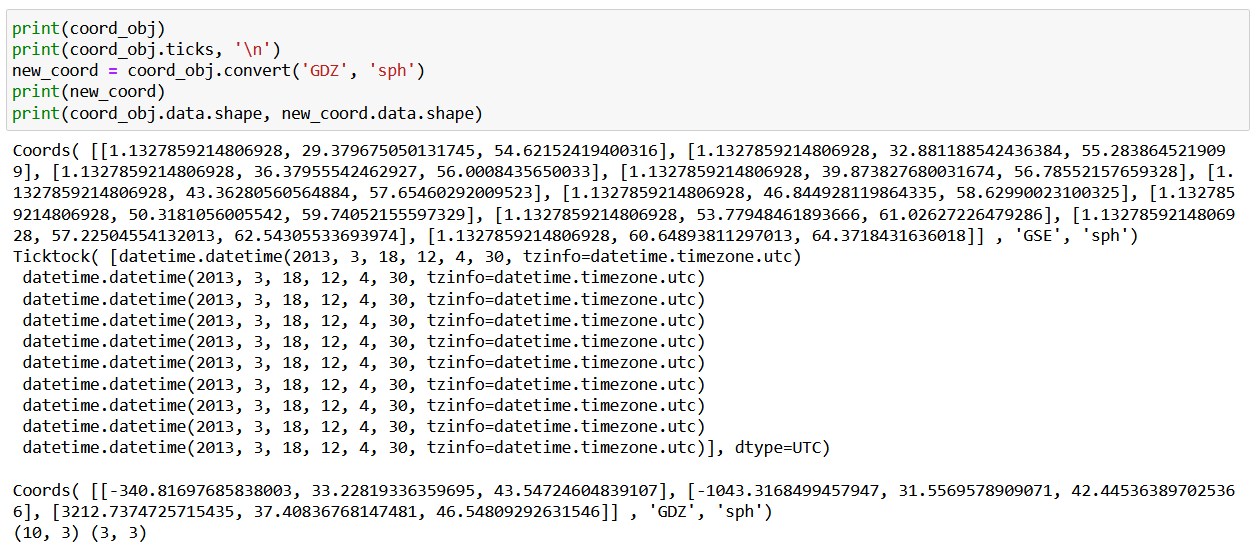Coordinate conversion data changes size for conversion into GDZ sph ...