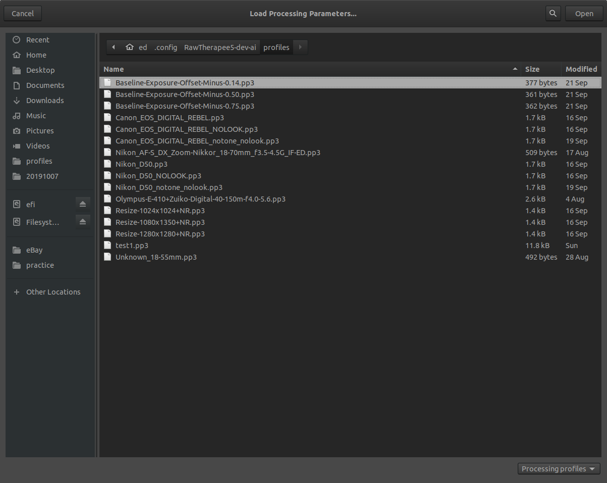 Save profile file dialog is untitled but Load profile file dialog has ...
