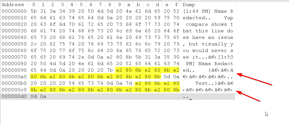 Copied clipboard value inserts 7 U+200B (HEX e2 80 8b) characters after ...