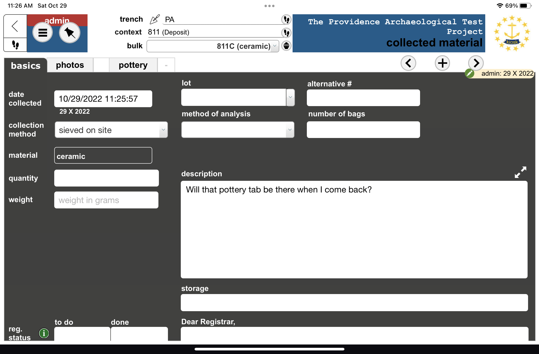 filemaker: navigation from ceramics module to CM results in ...