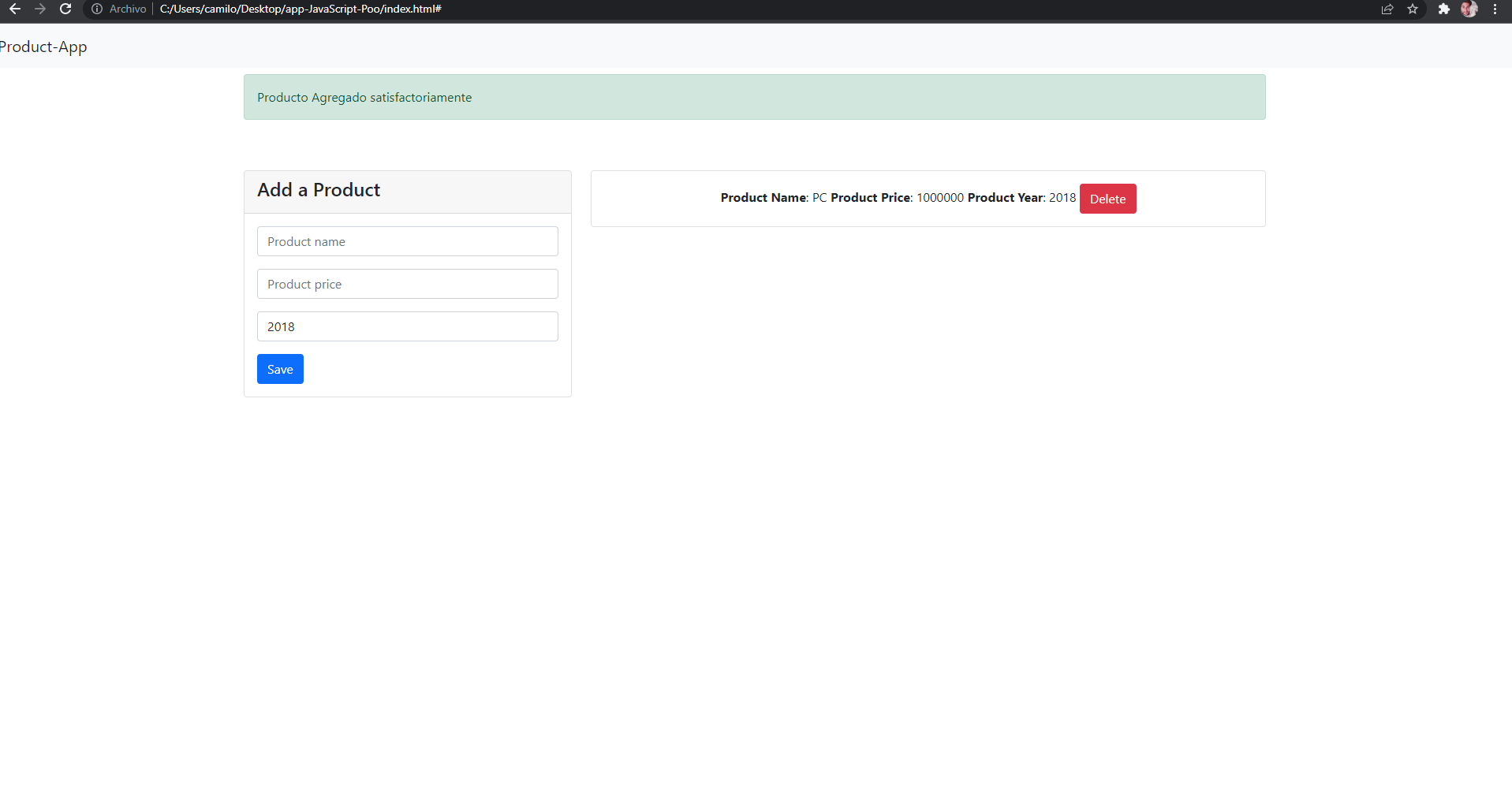 GitHub - Kamilog27/App-producto-JavaScript-POO