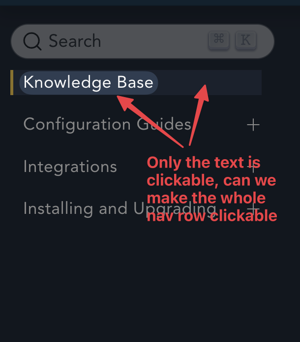 Improve the clickable area of the left-hand menu options · Issue #297 · crossplane/docs · GitHub