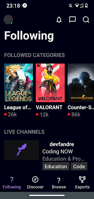 Github Fandredevui Clone Rn Twitch Ui Clone Realized In React Native Using Reactjs