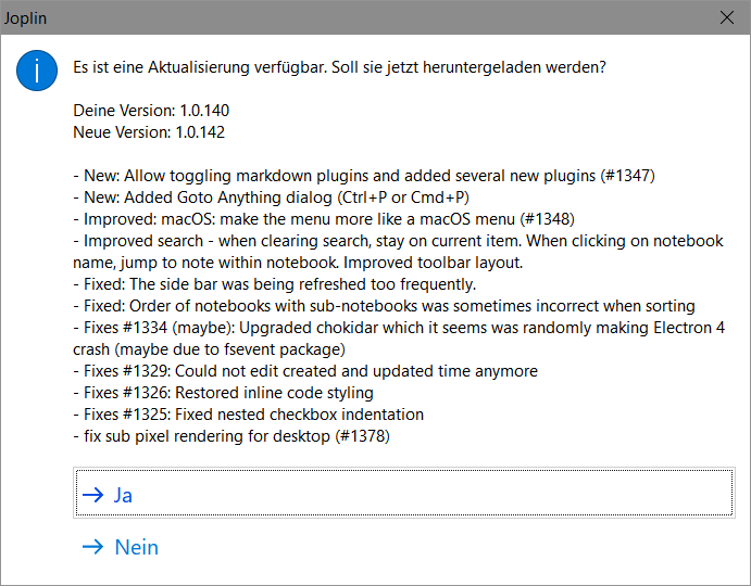 no update of version number? · Issue #1393 · laurent22/joplin · GitHub
