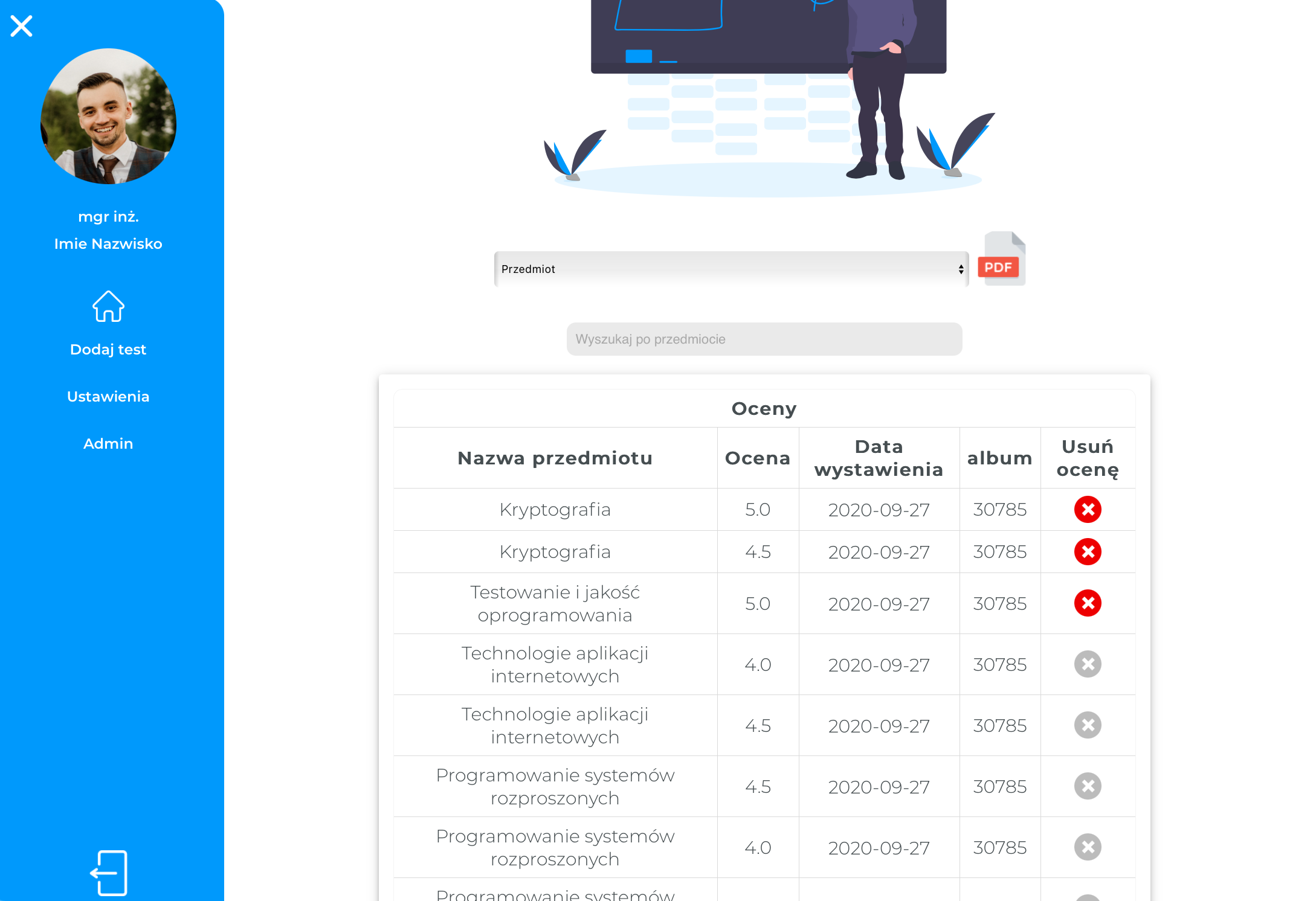 GitHub - dawidplesniarski/Gradebook-dashboard