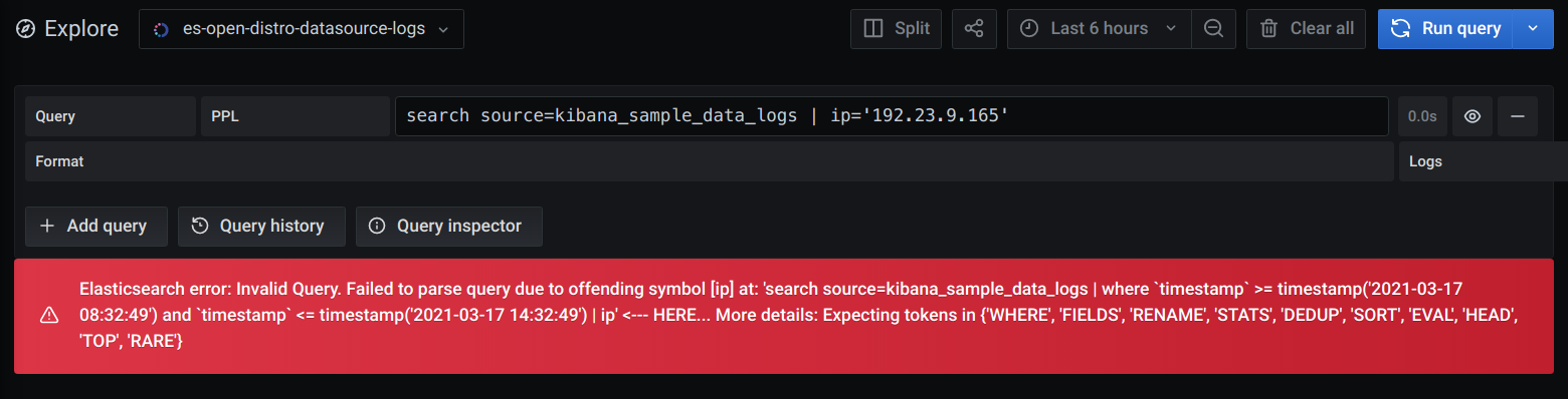 Show more detailed PPL error description · Issue #15 · grafana/open-distro-for-elasticsearch ...