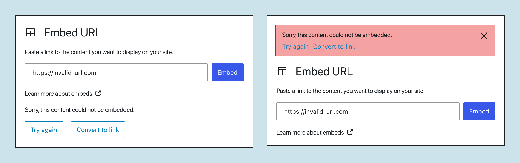 Improve notability of Embed placeholder failure messages · Issue #36377 ...