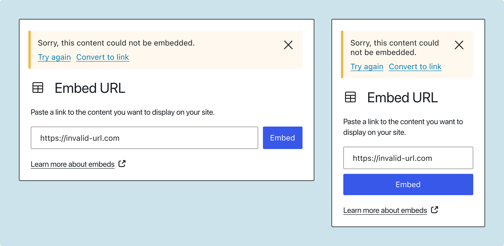 Improve notability of Embed placeholder failure messages · Issue #36377 ...