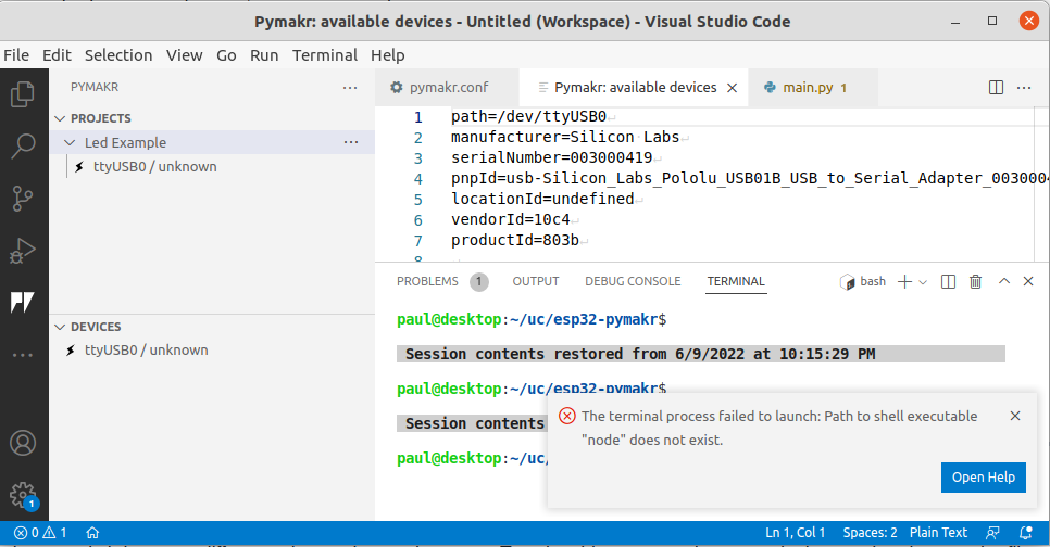 The Terminal Process Failed To Launch Pycom Pymakr vsc Discussion 256 GitHub
