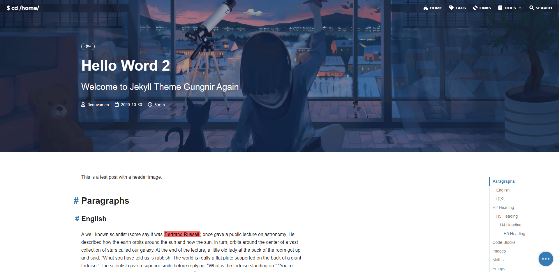 这个主题做的好漂亮啊 · Issue #1 · Renovamen/vuepress-theme-gungnir · GitHub