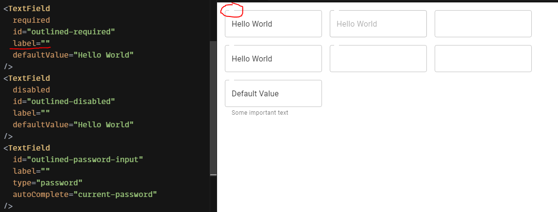 [TextField] Label shows single space if label prop is set to "" since Version 5.2.4 · Issue ...