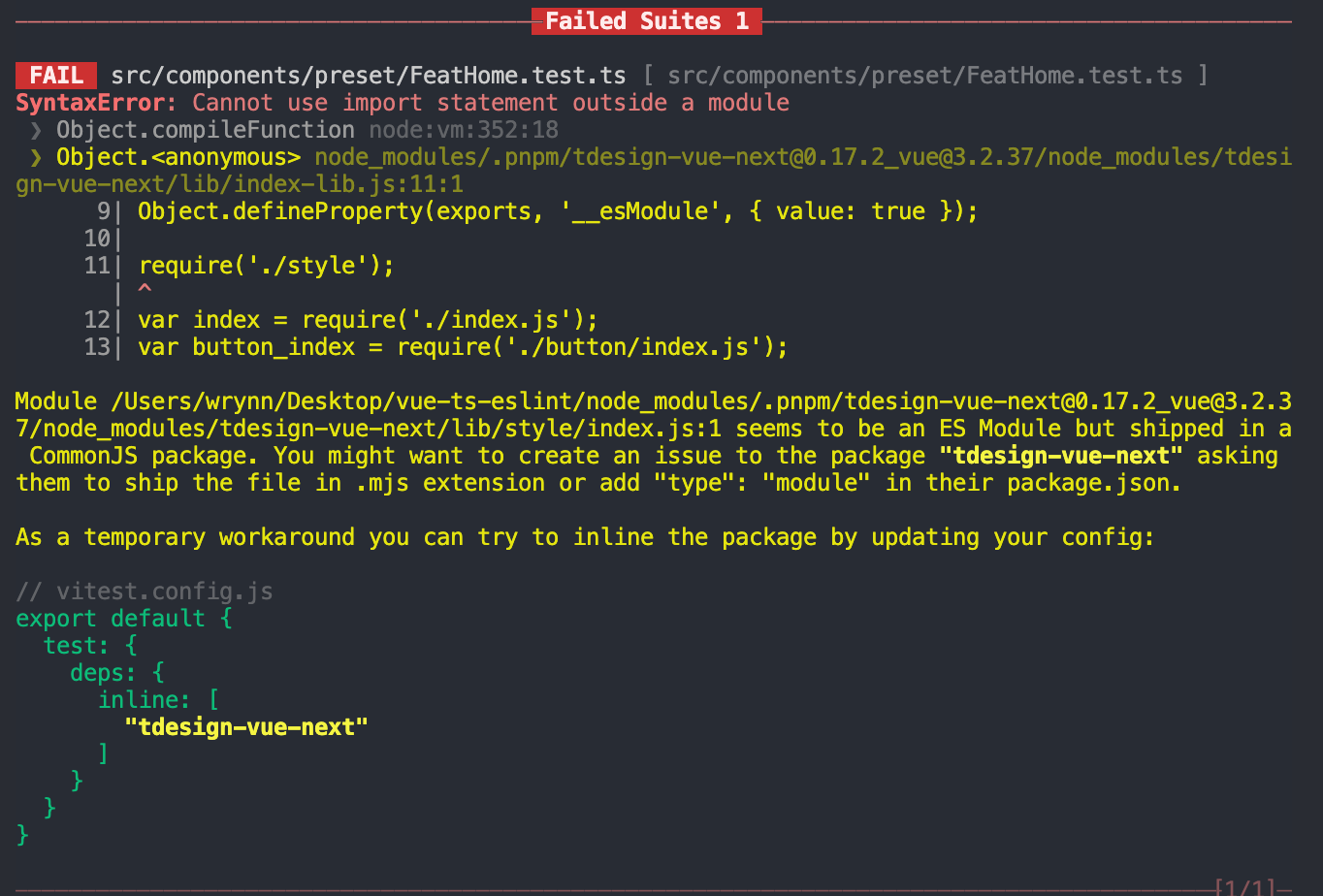 Vitest Doesnt Use Mjs File And Produce Syntaxerror Cannot Use Import Statement Outside A