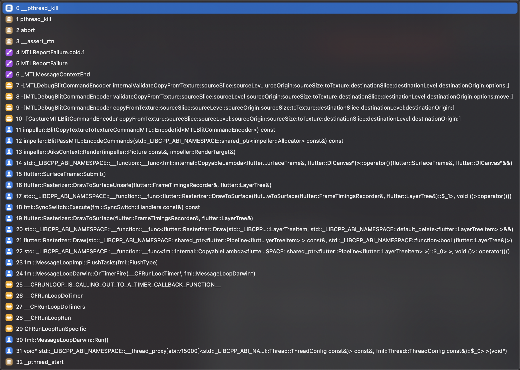 Impeller Crash Fatal Error Invalid Mtlpixelformat · Issue 125276 · Flutterflutter · Github 8111