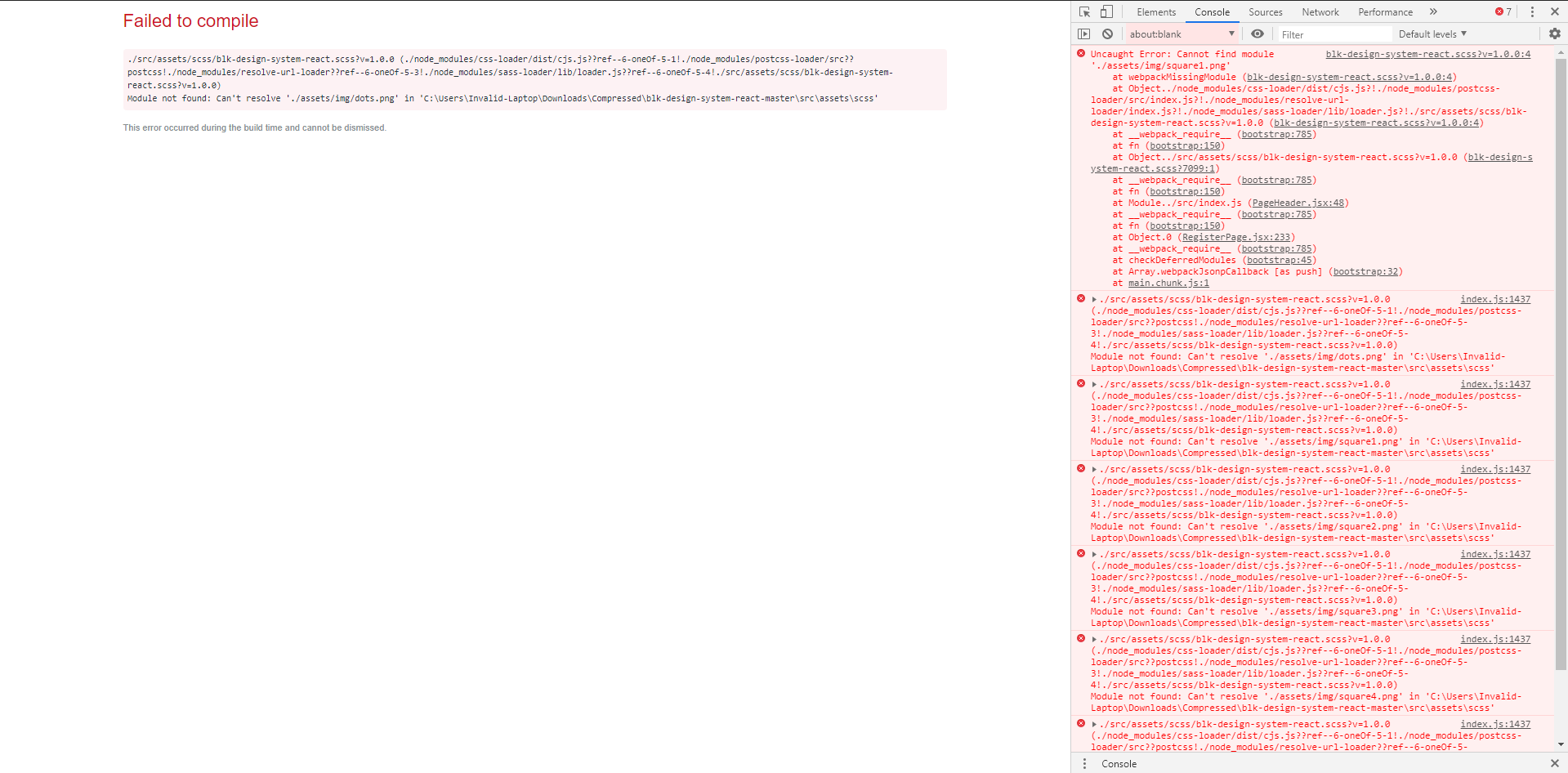 [Bug] can't resolve file · Issue #9 · creativetimofficial/blk-design-system-react · GitHub