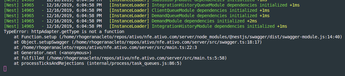 New Version Throwing Typeerror Adaptergettype Is Not A Function · Issue 434 · Nestjs