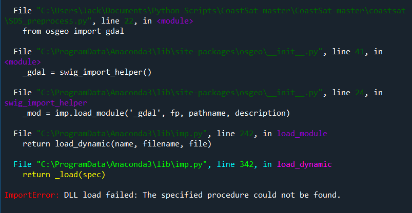 Spyder: DLL load failed: The specified procedure could not be found ...