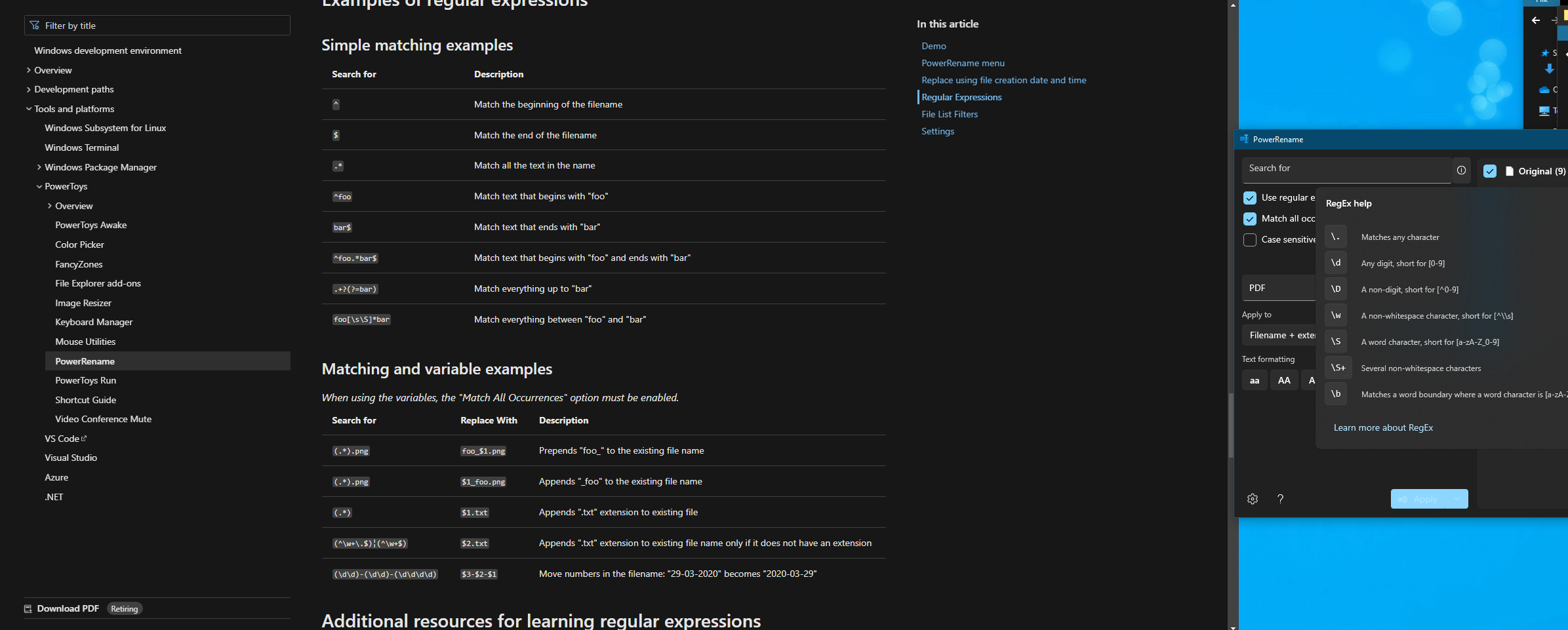 Add full regex help to PowerRename · Issue #15130 · microsoft/PowerToys · GitHub