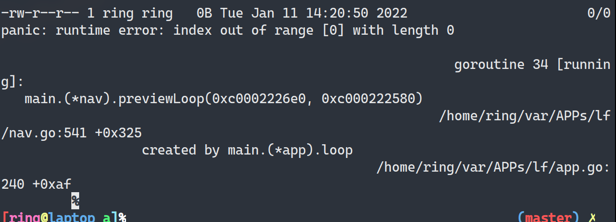 Render error? Index out of range after delete files. · Issue #736 · gokcehan/lf · GitHub