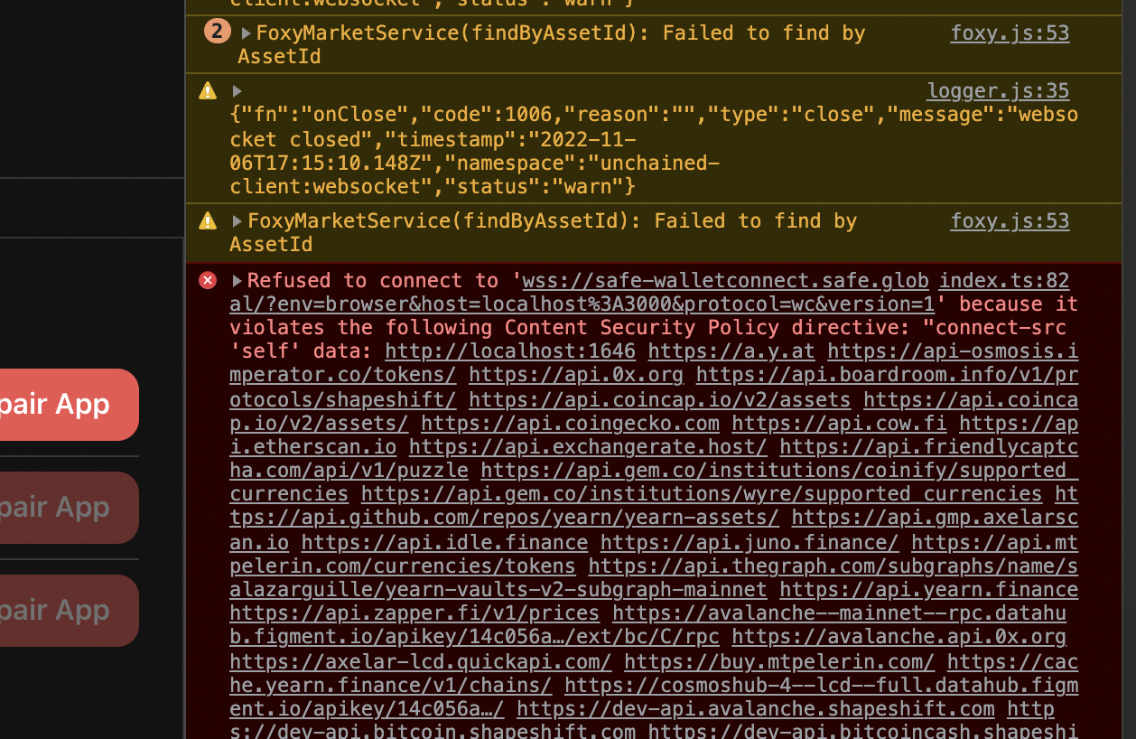 (BUG) (WALLET CONNECT BROKE) CSP error preventing wallet connect sessions · Issue #284 · keepkey ...
