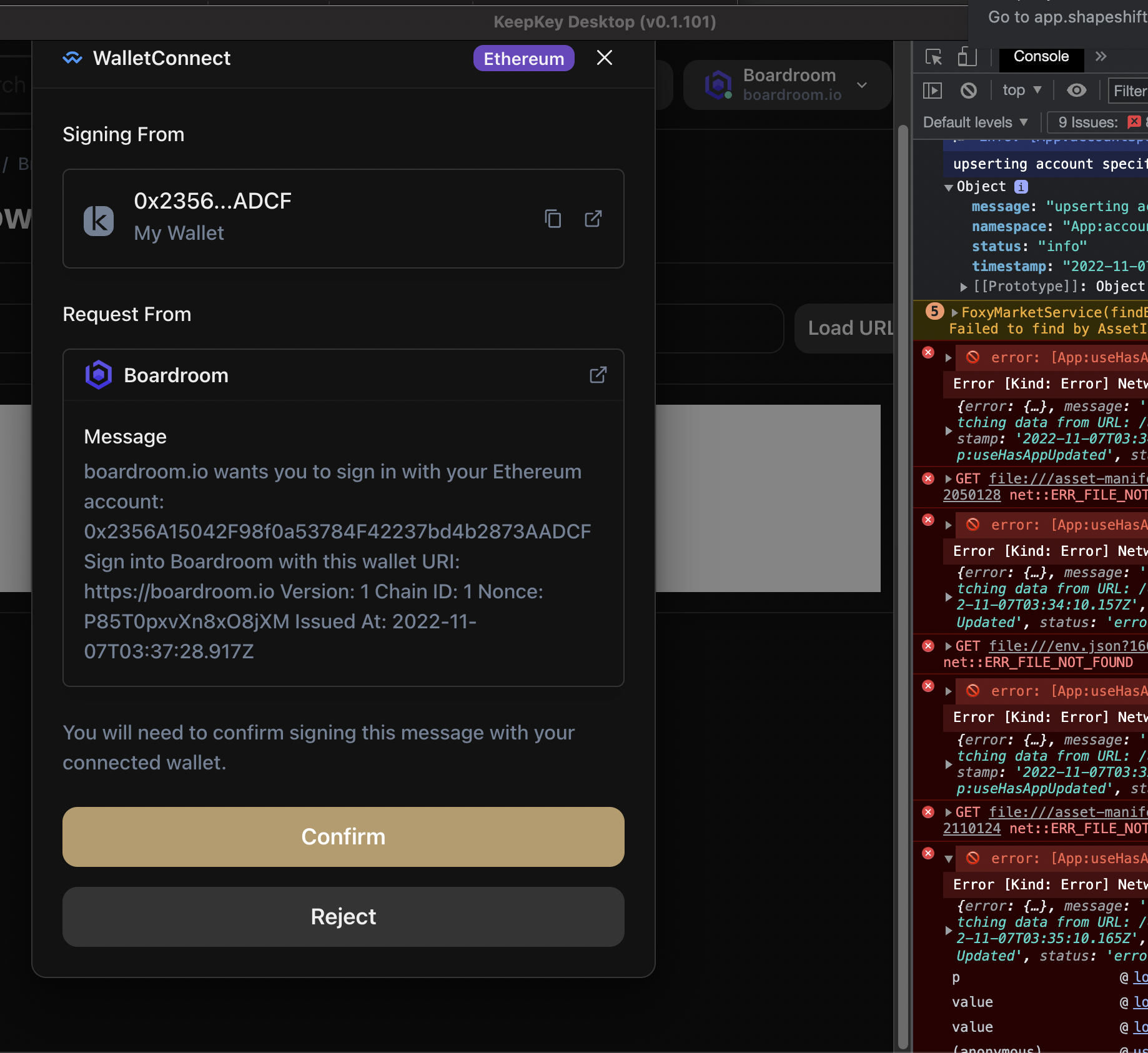 (WALLET_CONNECT) (BUG) Unable to vote via boardroom · Issue #298 · keepkey/keepkey-desktop · GitHub