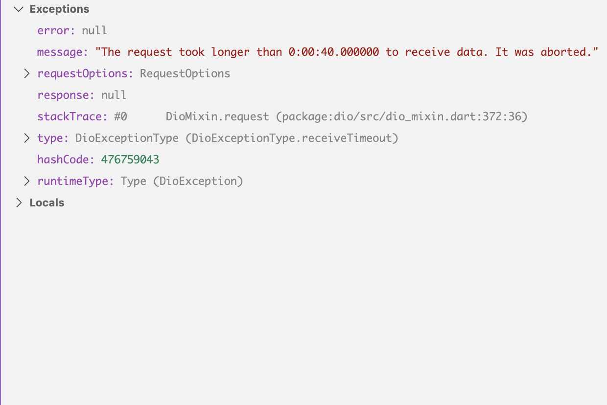 DioException [DioExceptionType.receiveTimeout] not working · Issue #1868 · cfug/dio · GitHub