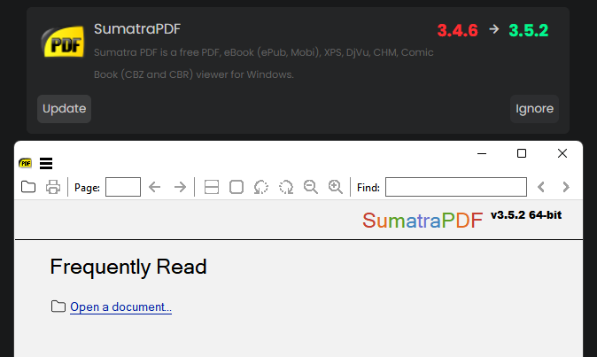Latest Sumatrapdf 3 5 2 Installed But Detected As 3 4 6 Issue 542